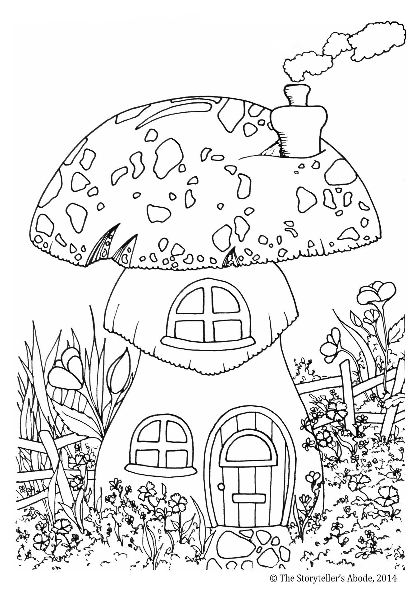 Toadstool House Colouring Picture – An Enchanted Place