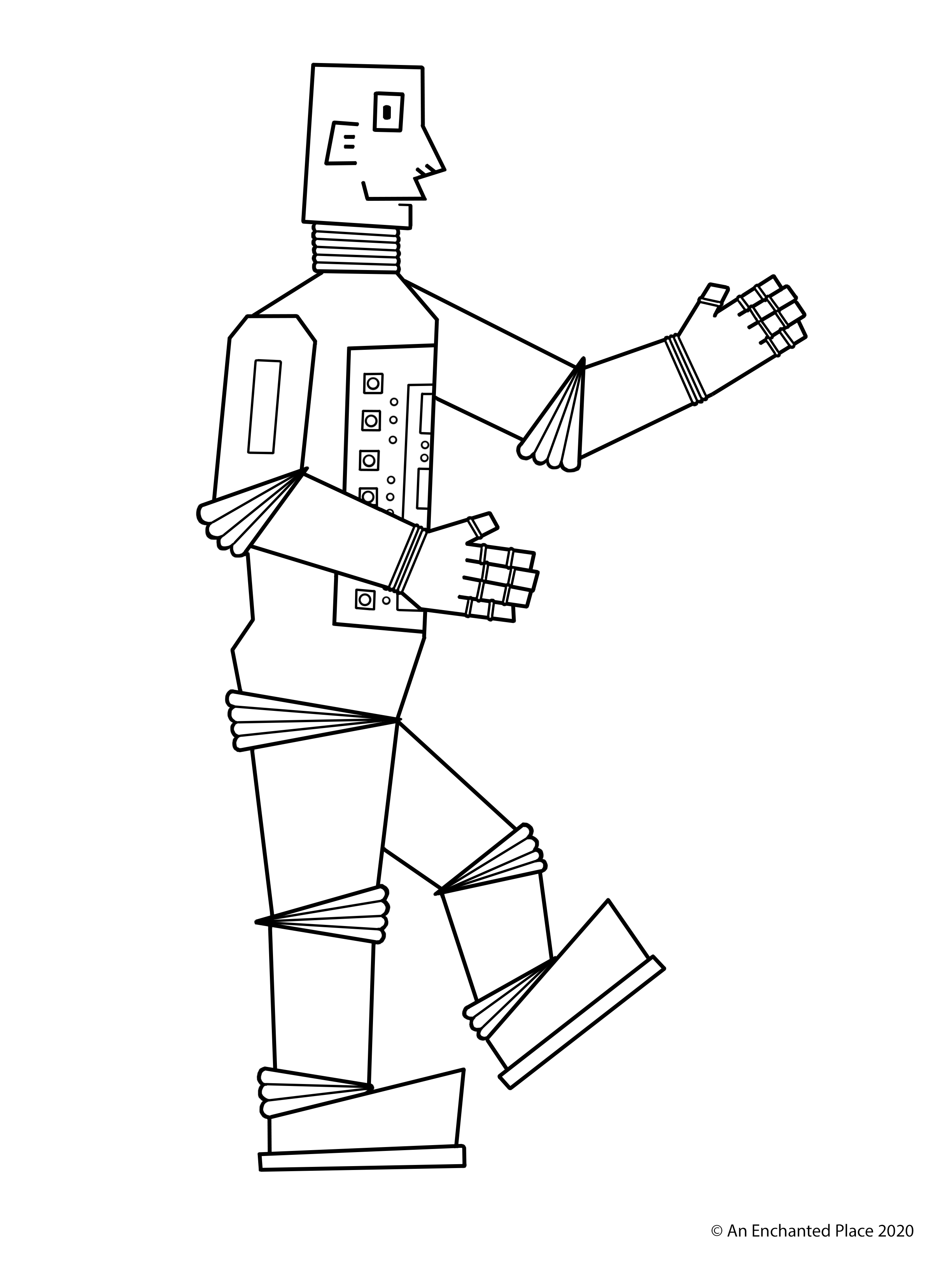 Robot Colouring Picture – An Enchanted Place